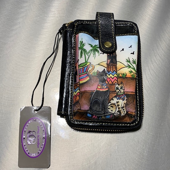 Sharif | Bags | Original By Sharif Artisan Cat Print Zip Around Wallet ...